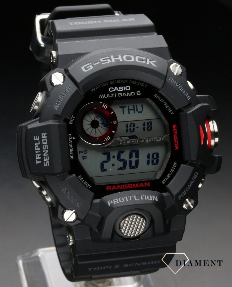 Męski wstrząsoodporny zegarek CASIO G-Shock GW-9400-1ER RANGEMAN - www.zegarki-diament.pl
