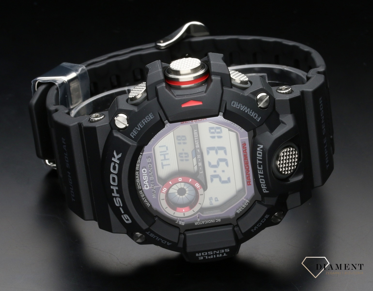 Męski wstrząsoodporny zegarek CASIO G-Shock GW-9400-1ER RANGEMAN - www.zegarki-diament.pl