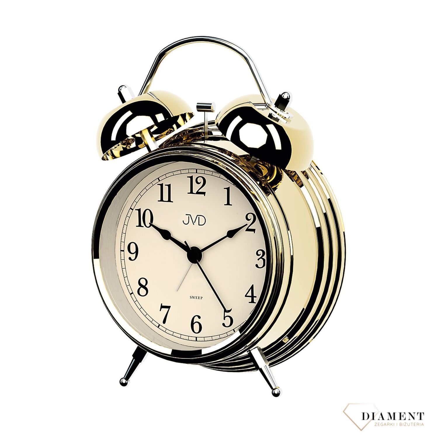 Złoty budzik retro z dzwoneczkami JVD złoty SRP2217.2 - www.zegarki ...