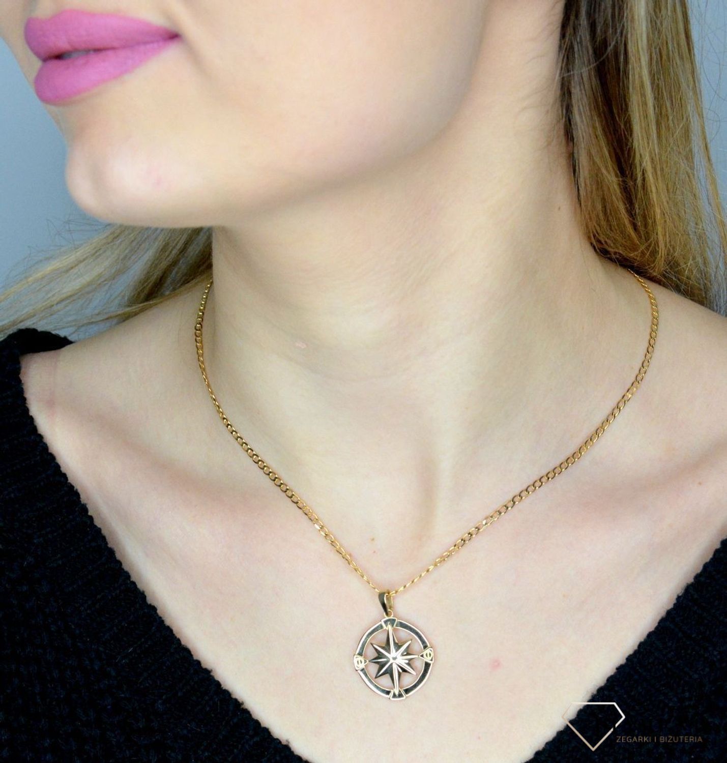 Złota zawieszka 585 róża wiatrów kompas busola ZA 2563 585 - www ...